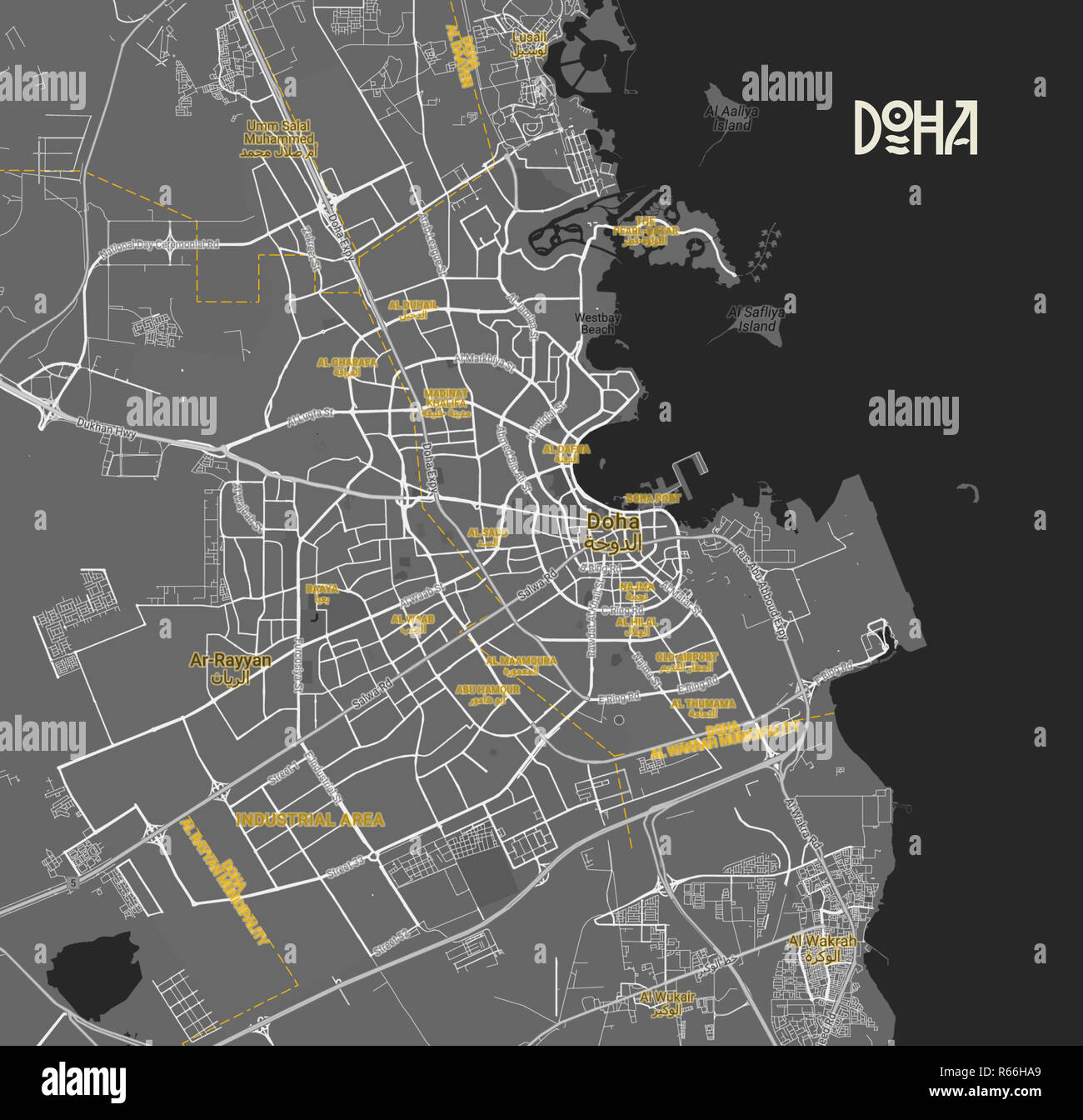 Mappa di doha immagini e fotografie stock ad alta risoluzione - Alamy