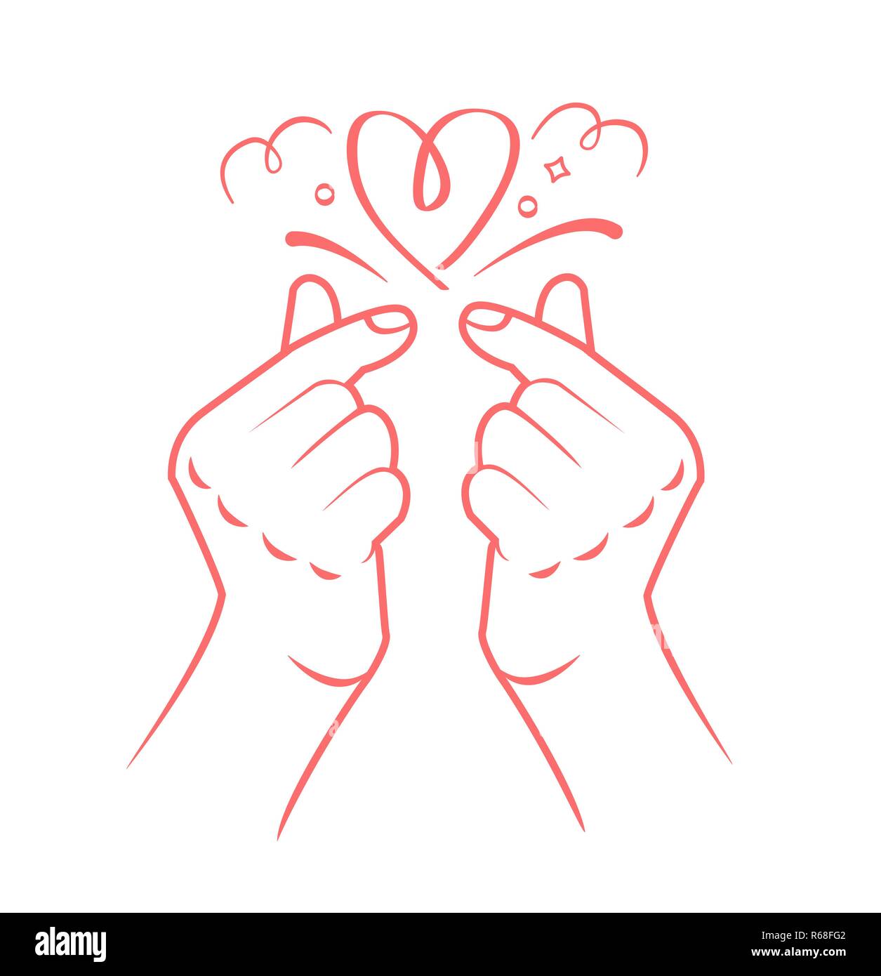 Il coreano cuore gesto mano simbolo. Simbolo del cuore e amore. Corea ...