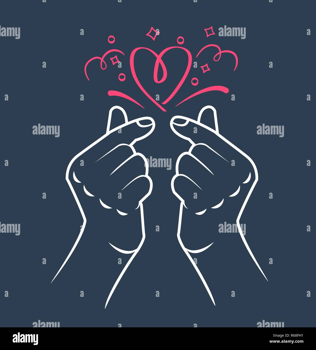 Il coreano cuore gesto mano simbolo. Simbolo del cuore e amore. Corea ...