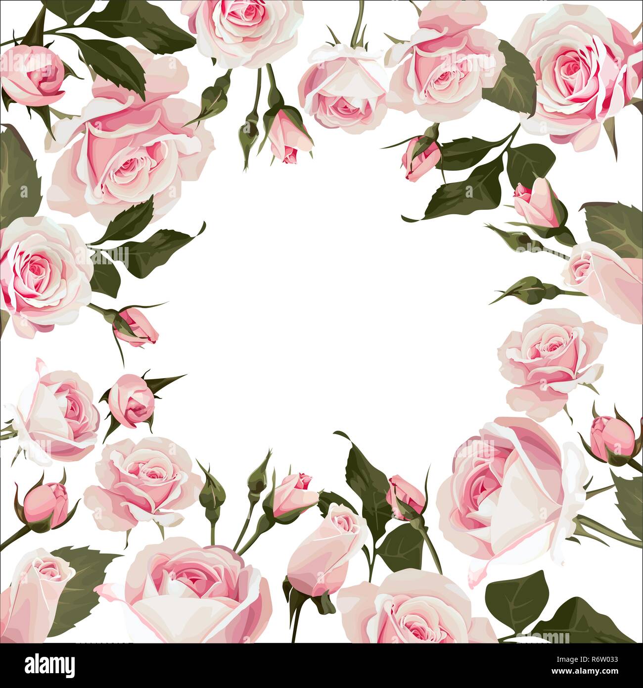 Vettore cornice floreale con rose. Sfondo fiorito con fiori di colore ...