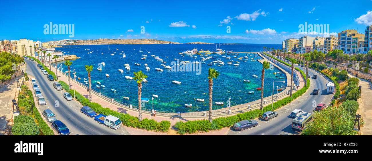 BUGIBBA, Malta - 14 giugno 2018: la vista panoramica sulla St Paul Bay ...