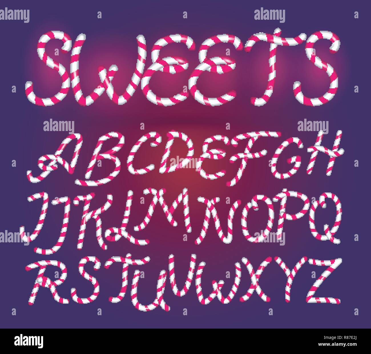 Candy Cane Font. Dolce alfabeto comico Set. Isolato. Lettering modello ...