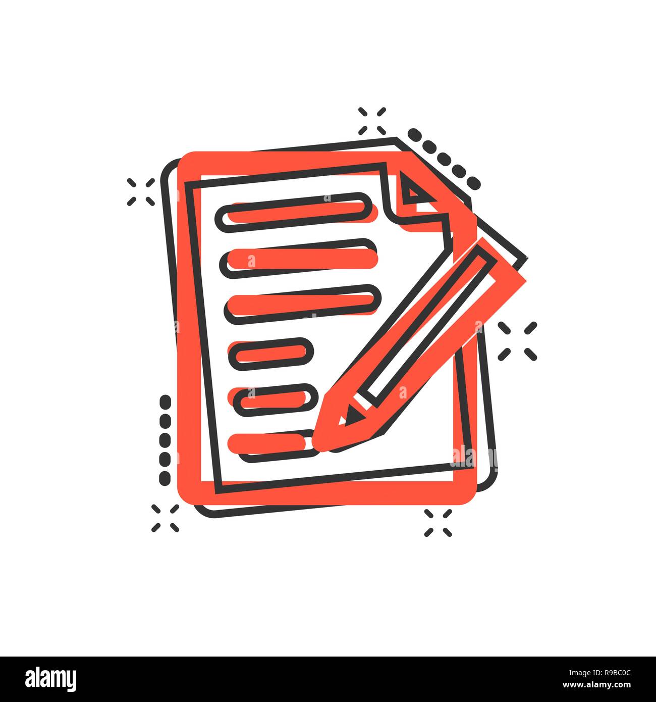 Il documento nota icona in stile fumetto. Foglio di carta vettore ...