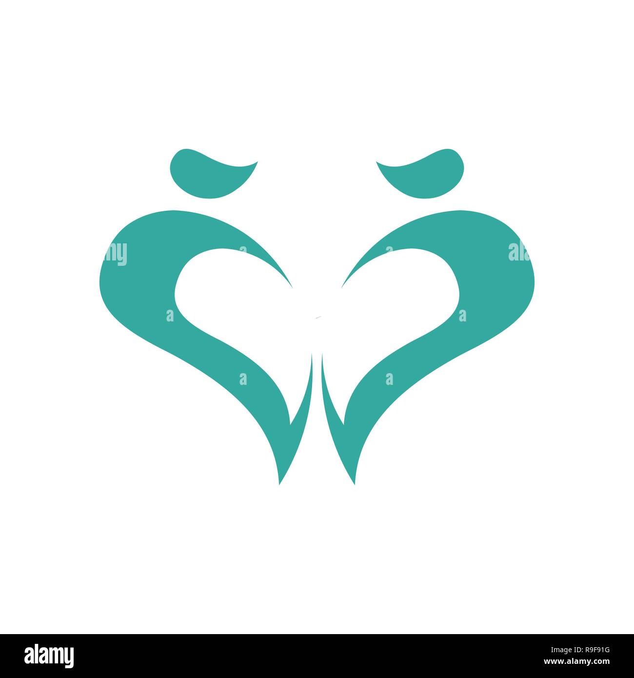Disegno della linea del logo di amore del cuore Immagini Vettoriali ...