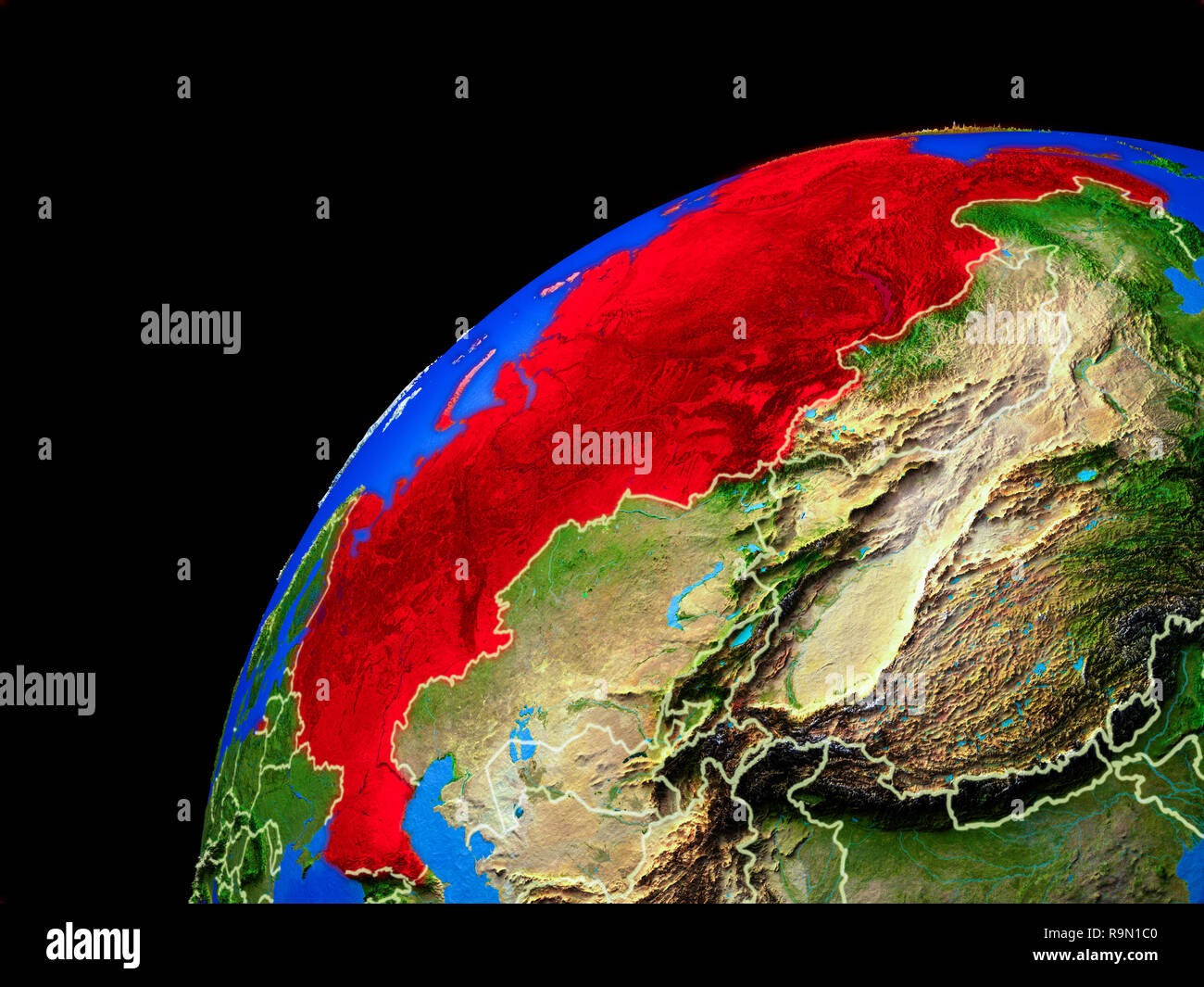 Mappa politica russia con i confini immagini e fotografie stock ad alta ...