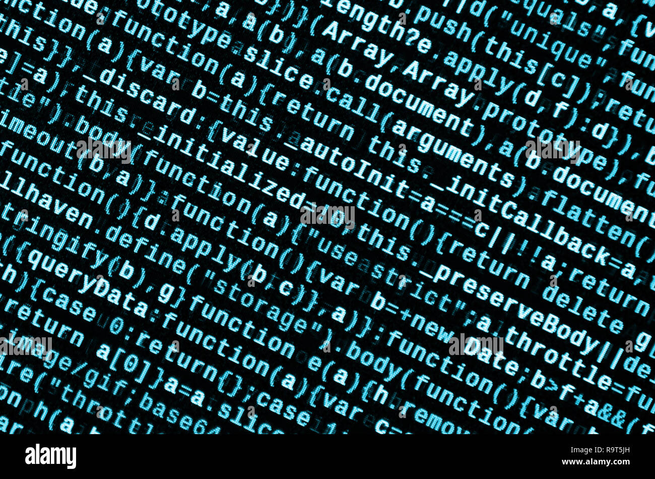 Scrittura di codice di programmazione sul computer portatile. Dati ...