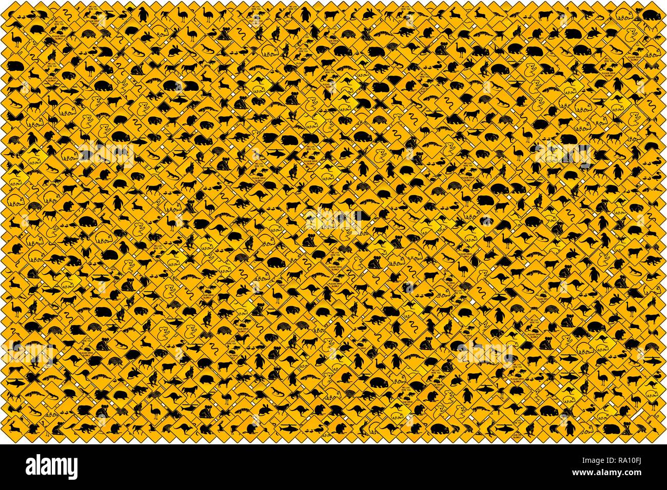 Della segnaletica stradale australiana dello sfondo. La fauna selvatica ...