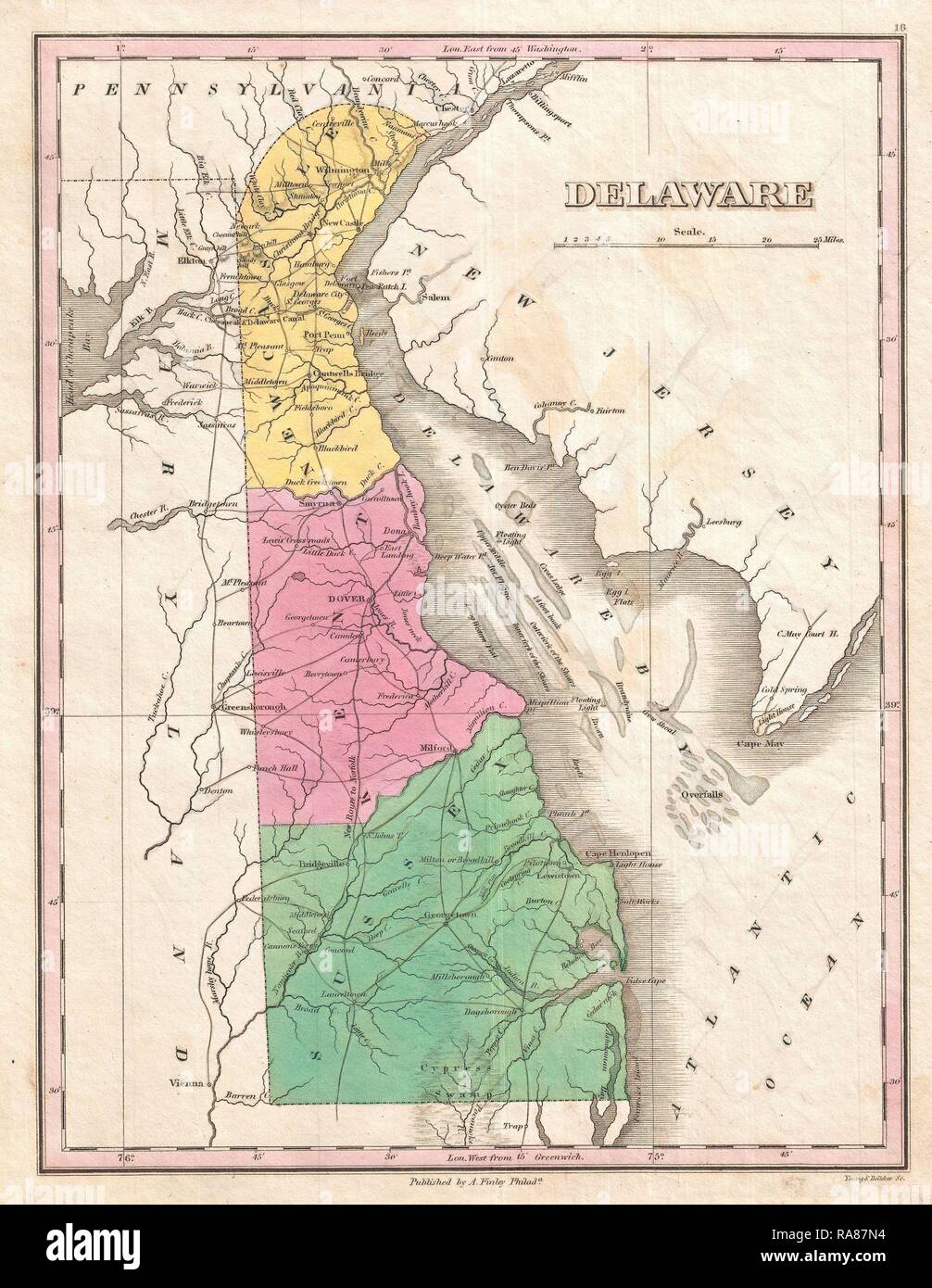 Mappa dettagliata del delaware immagini e fotografie stock ad alta ...
