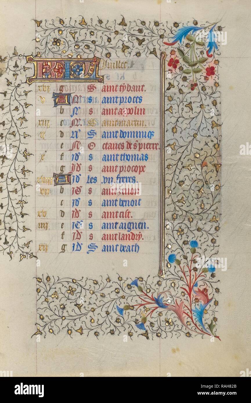 Pagina del calendario, Parigi, Francia, a circa 1415 - 1420, tempere ...