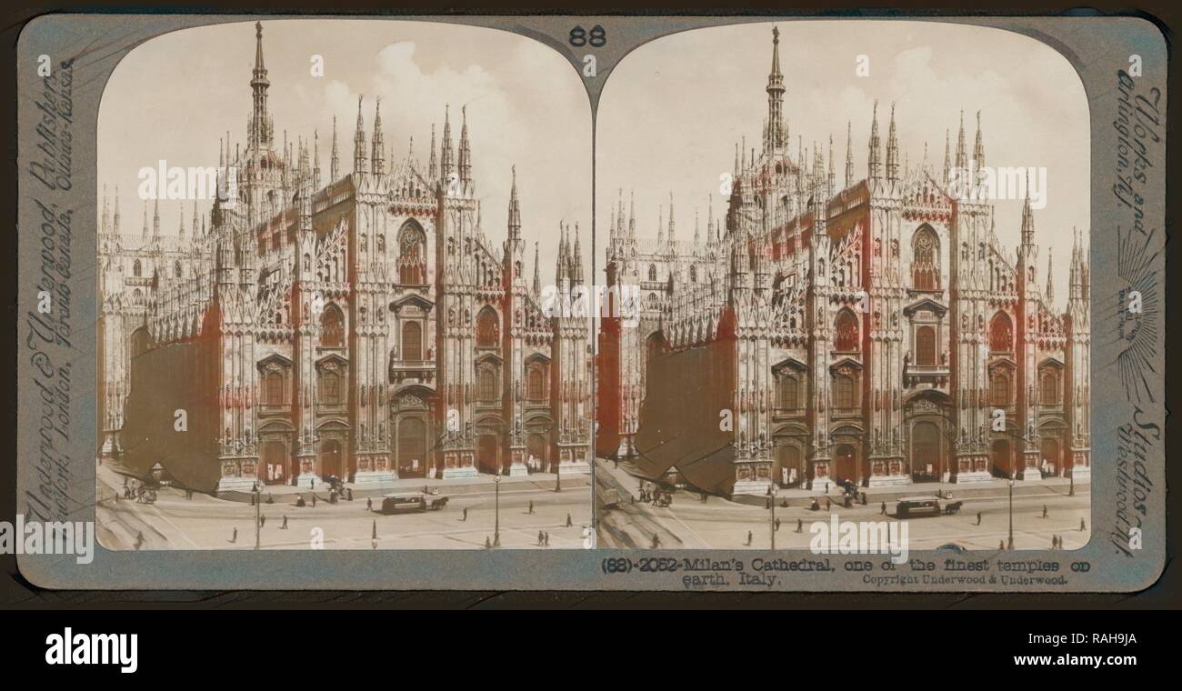 Il Duomo di Milano, viste stereografica di Italia, Underwood e ...