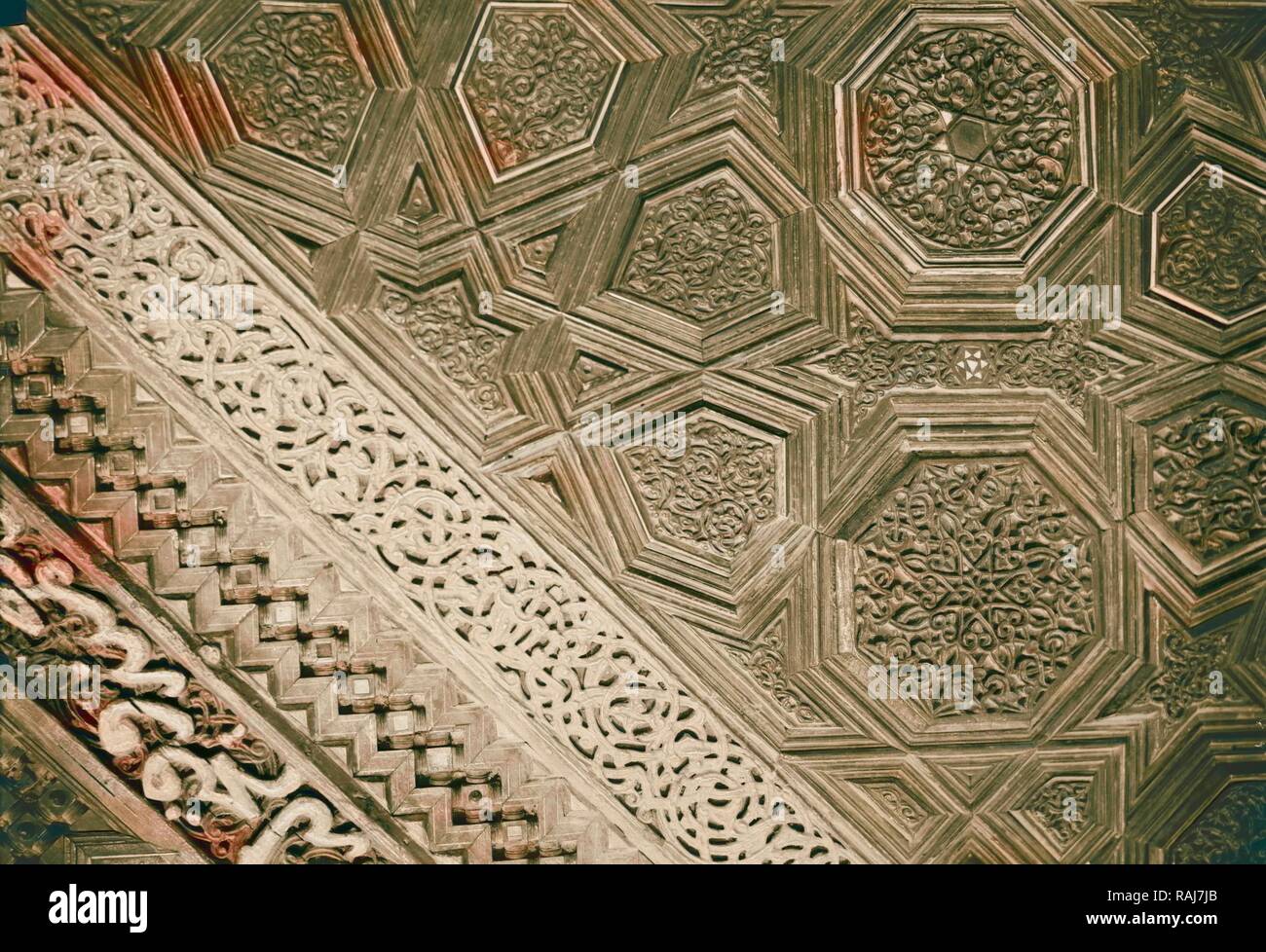 Al-Aqsa moschea pulpito di cedro Dettagli del carving. 1934, a ...