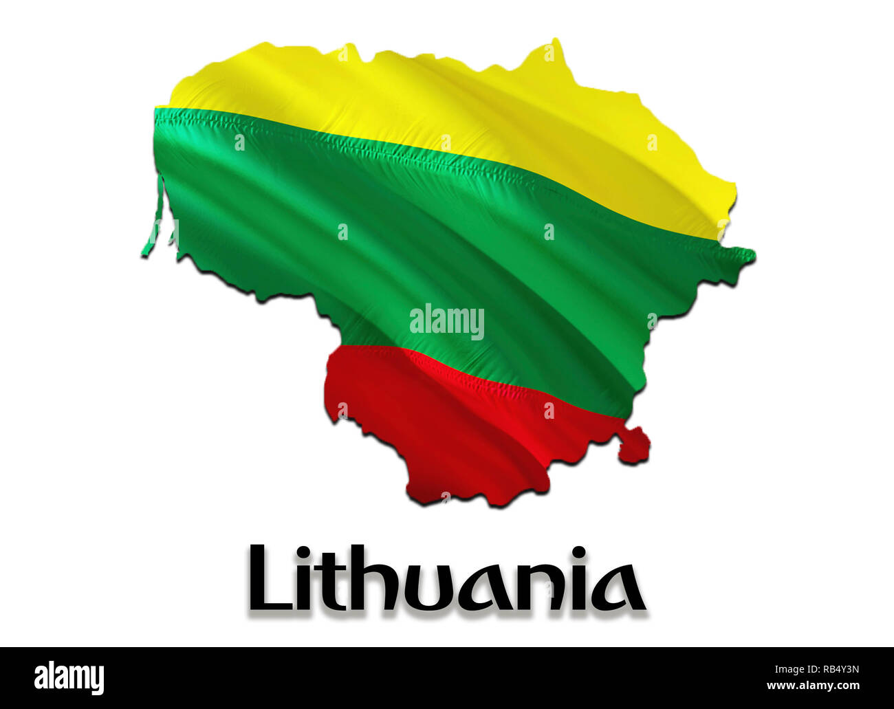 Mappa di bandiera della Lituania. 3D rendering Lituania mappa e ...