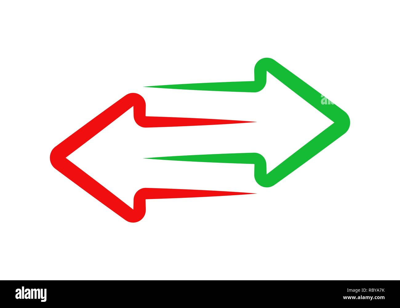 Freccia verde a destra e freccia rossa a sinistra. Illustrazione ...