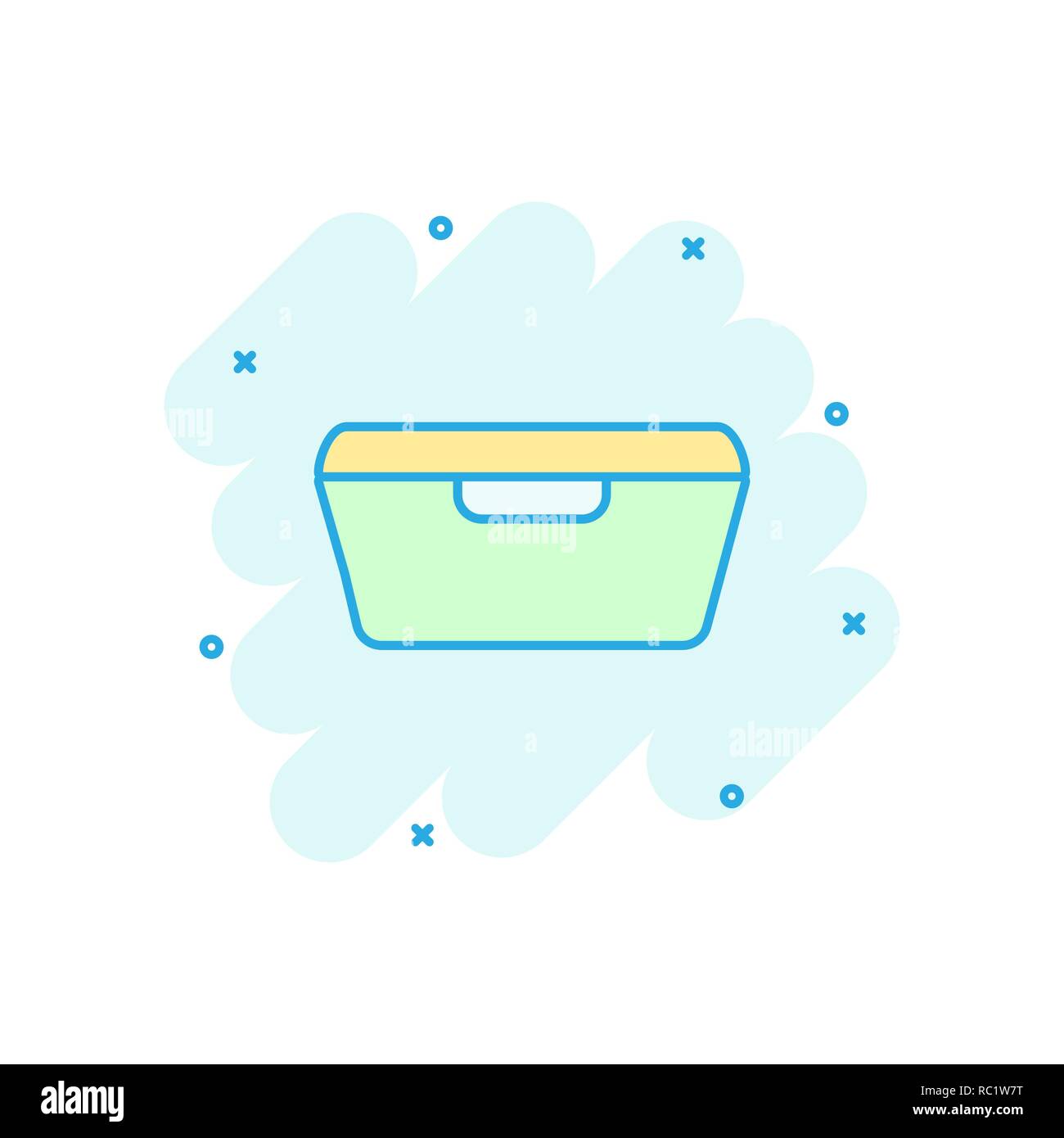 Vasca da bagno doccia icona in stile fumetto. Bagno igiene vettore ...