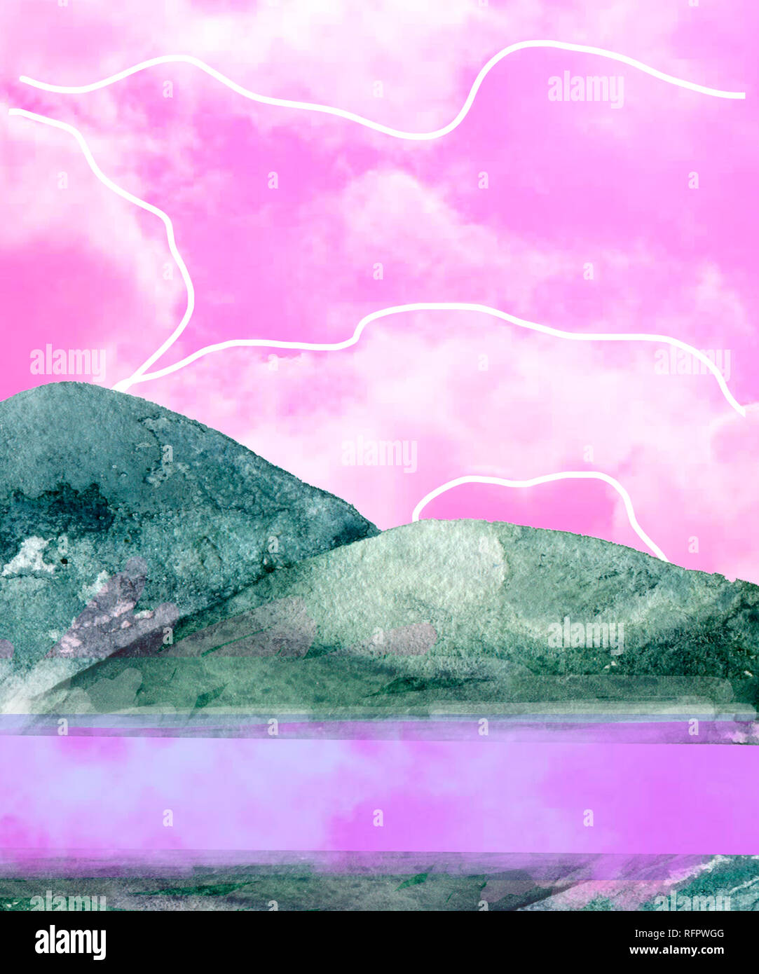 Montagne di schizzi ad acquerello verde texture disegno geometrico ...