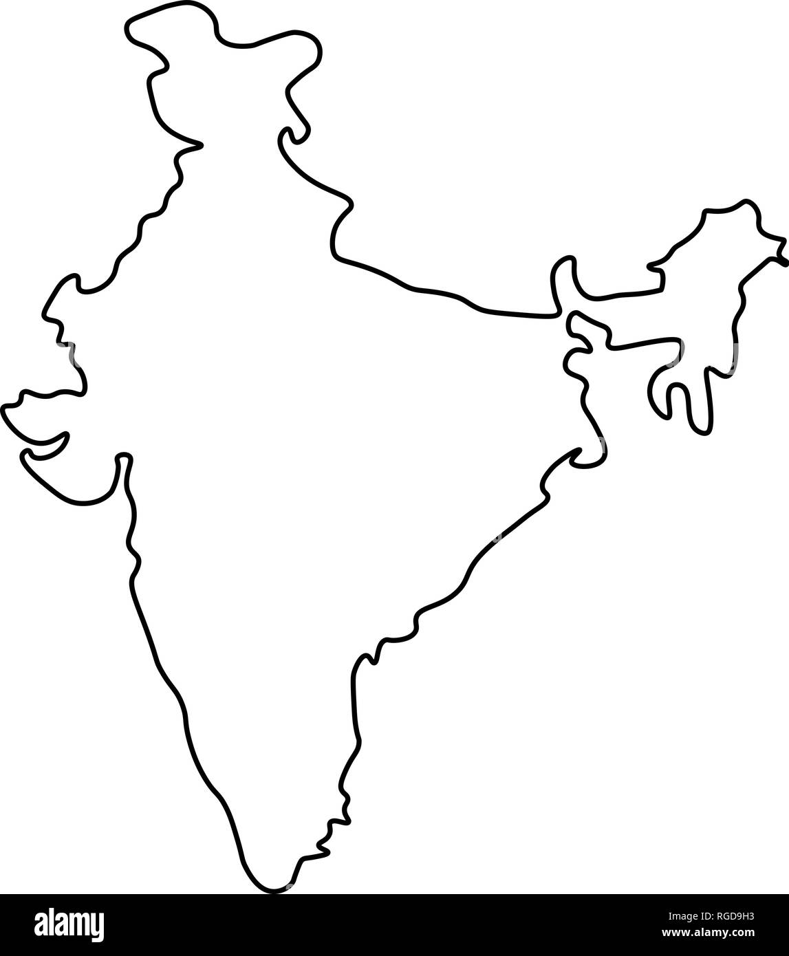 Mappa di India - contorno. Silhouette di India mappa illustrazione ...