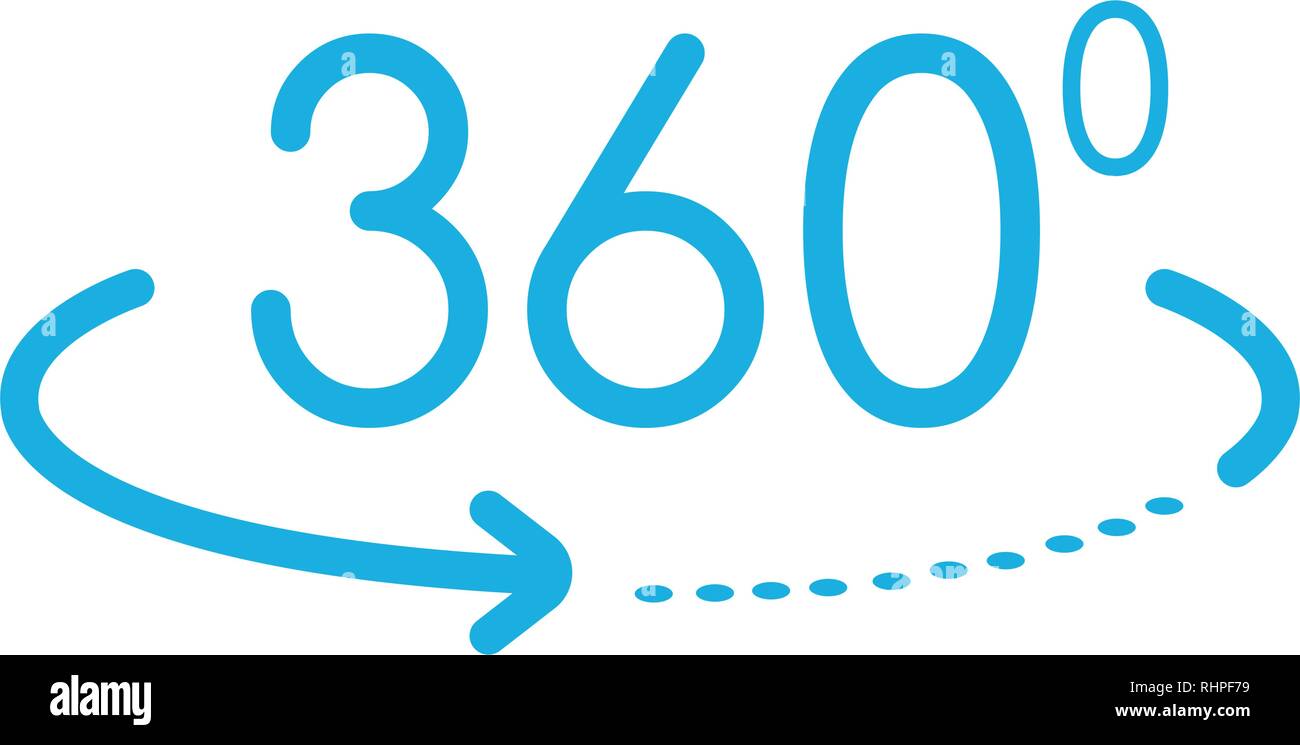 Angolo di 360 gradi segno icona a forma di freccia. La geometria di ...