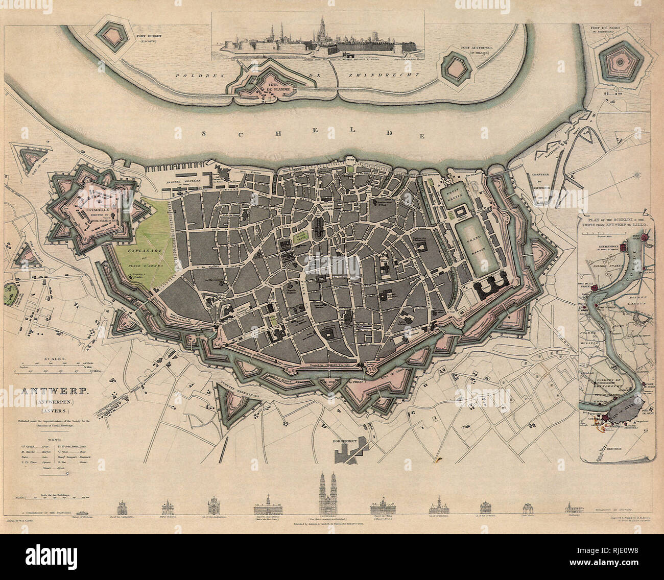 Vecchia mappa di anversa immagini e fotografie stock ad alta ...