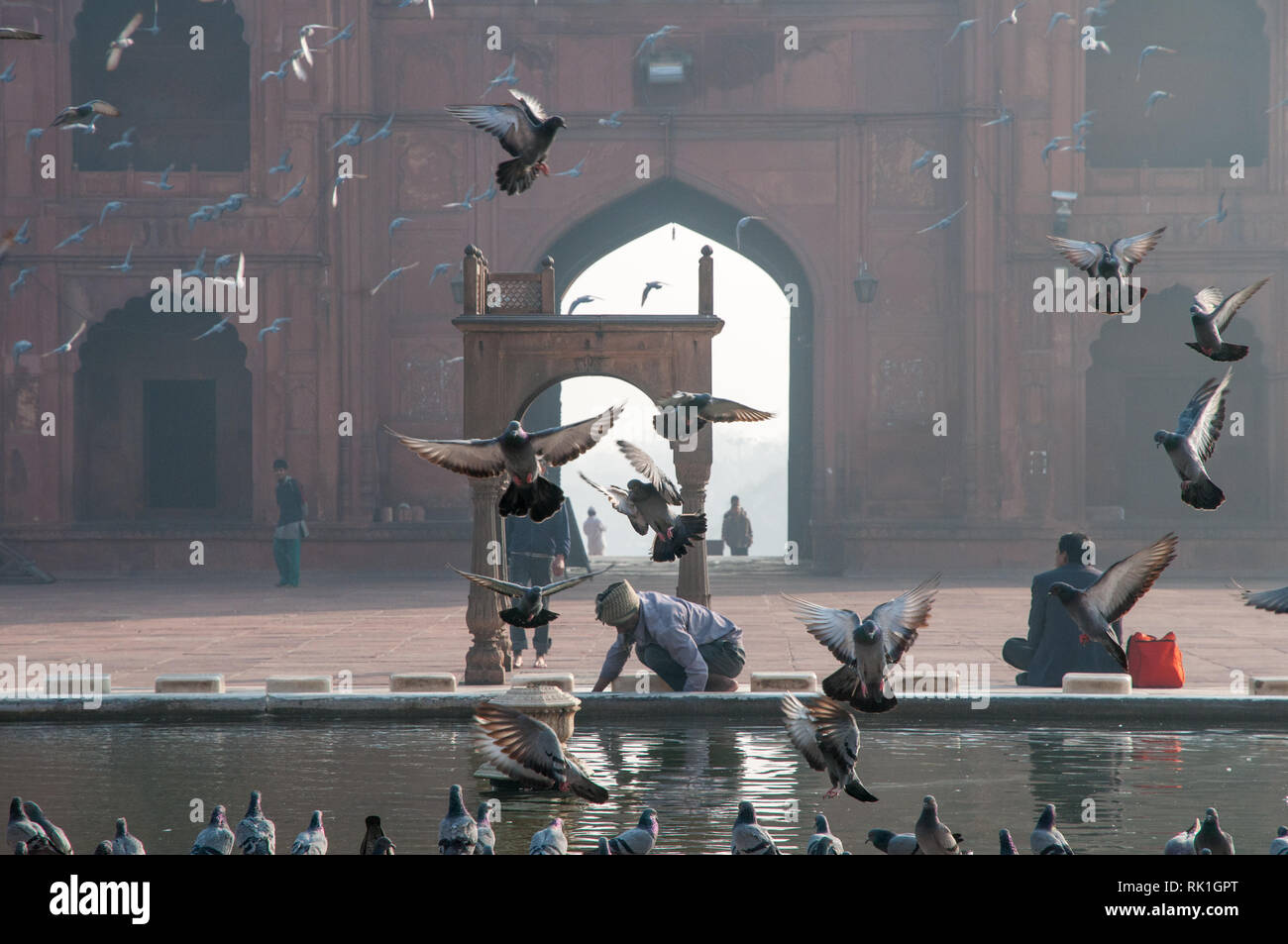 Il cortile della Jama Masjid moschea nella vecchia Dehli. La moschea fu ...
