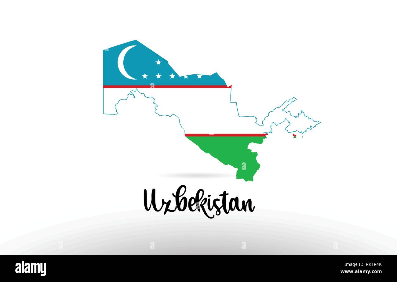 Mappa dell'uzbekistan con bandiera Immagini Vettoriali Stock - Alamy