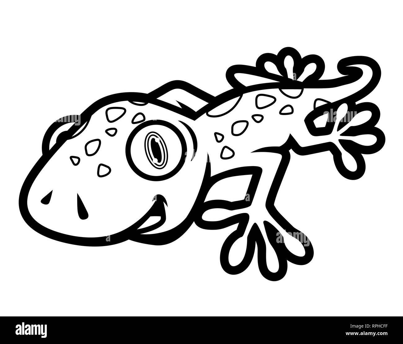 Bianco e Nero carino Gecko illustrazione ridotta in stile cartoon per ...