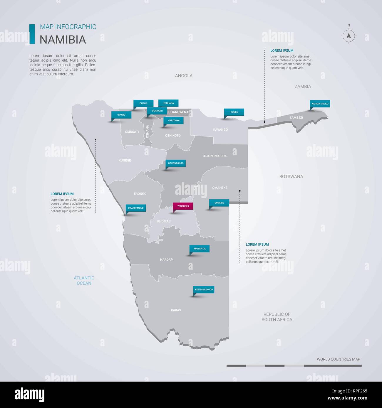 Perno della mappa della namibia Immagini Vettoriali Stock - Alamy
