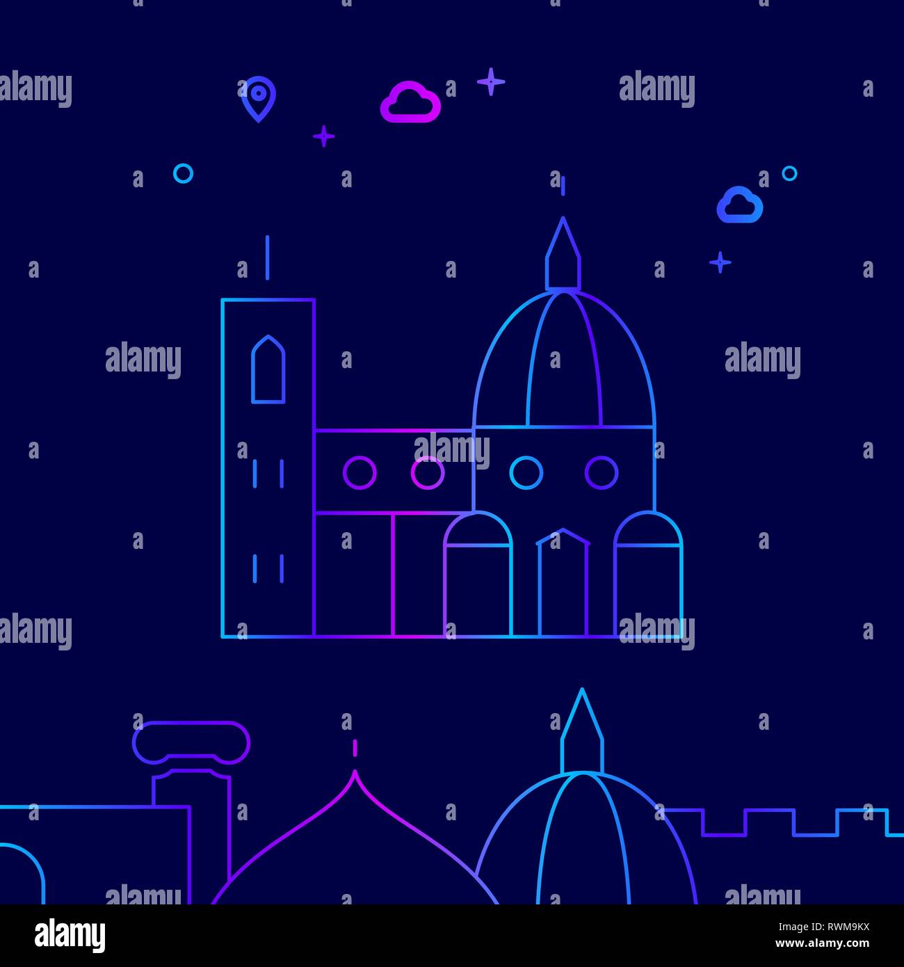 Il Duomo di Firenze, Italia Linea del vettore illustrazione. Monumenti ...