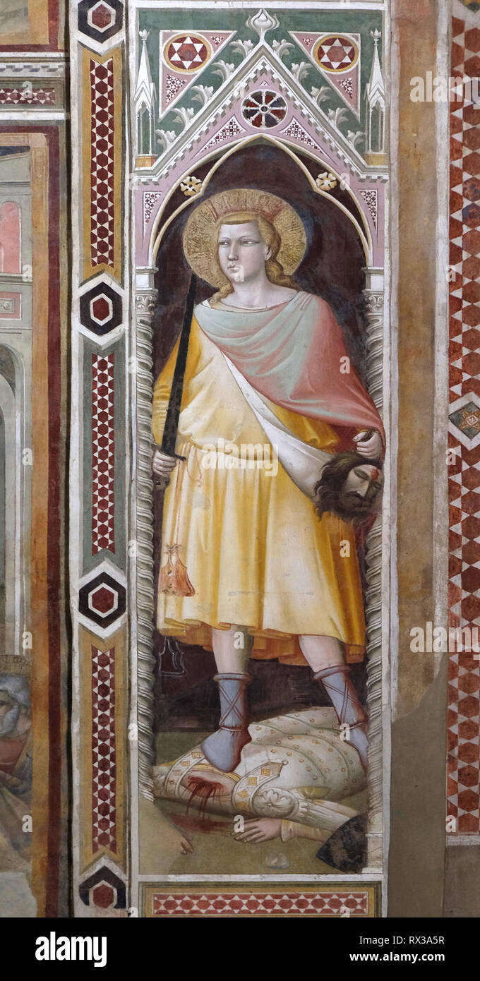 David Golia tenendo la testa, affreschi di Taddeo Gaddi, Baroncelli ...