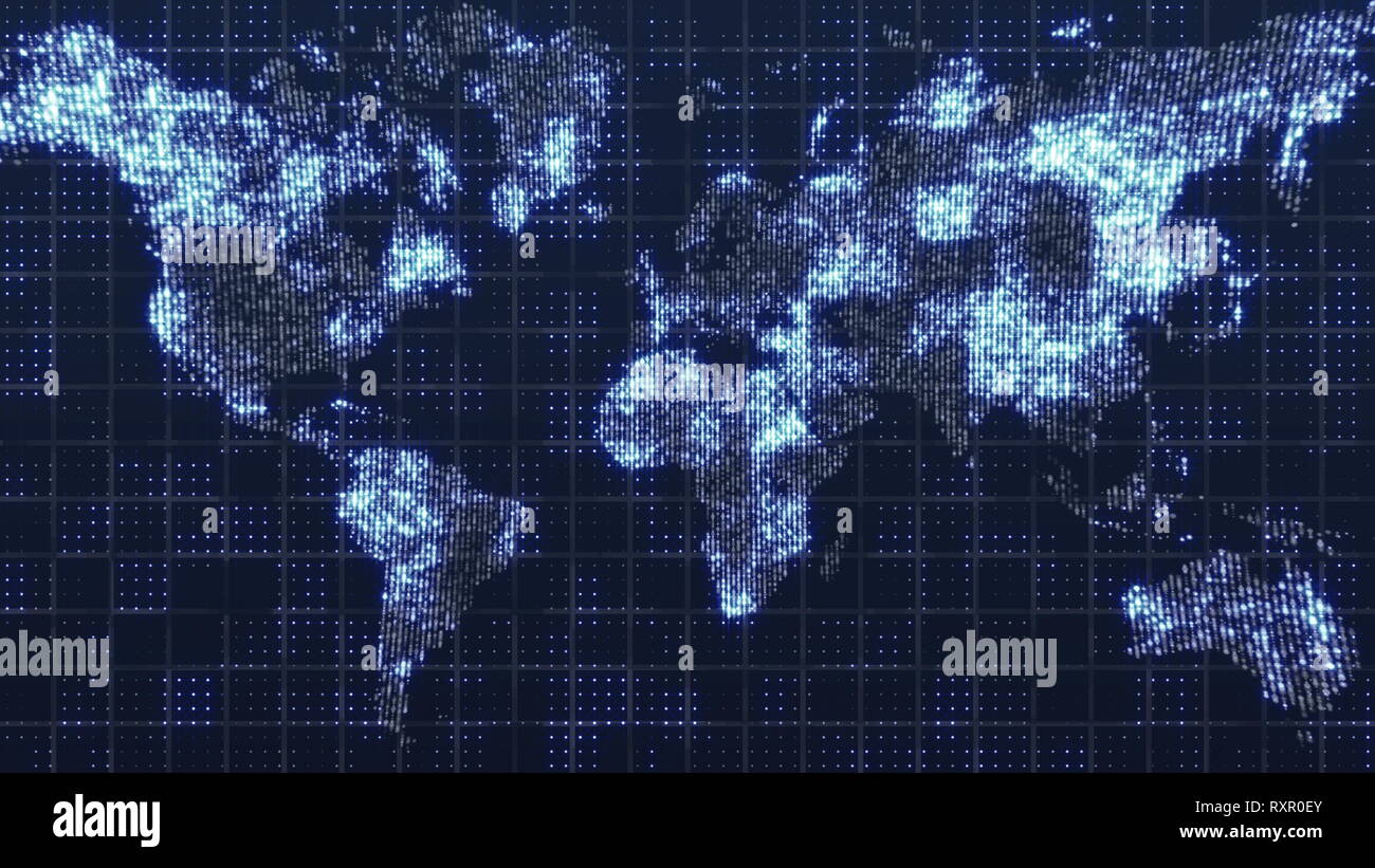 Global Technology mappa del mondo, globe worldmap icona, 3d rendering ...