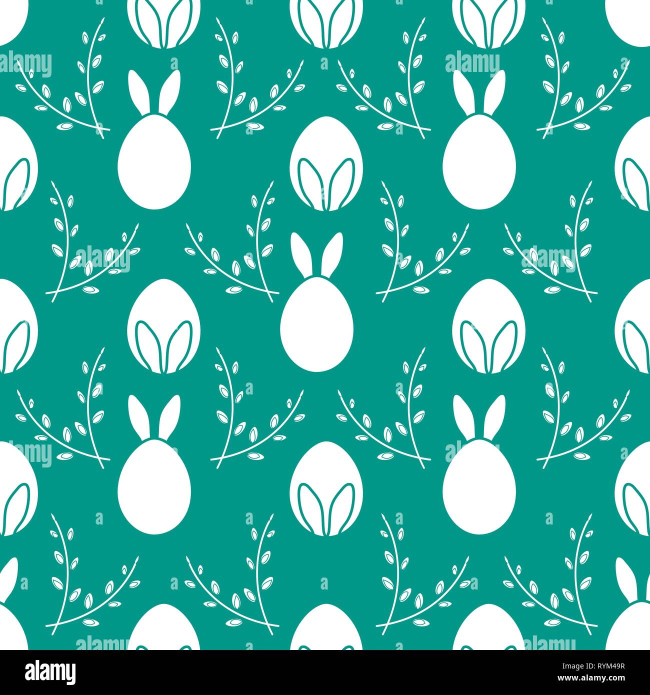 Seamless pattern con il coniglietto di Pasqua le orecchie, le uova, i ...