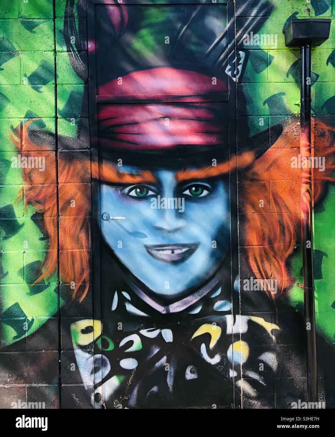 Wall art graffiti Mad Hatter Johnny Depp da Alice nel Wonderland film ...