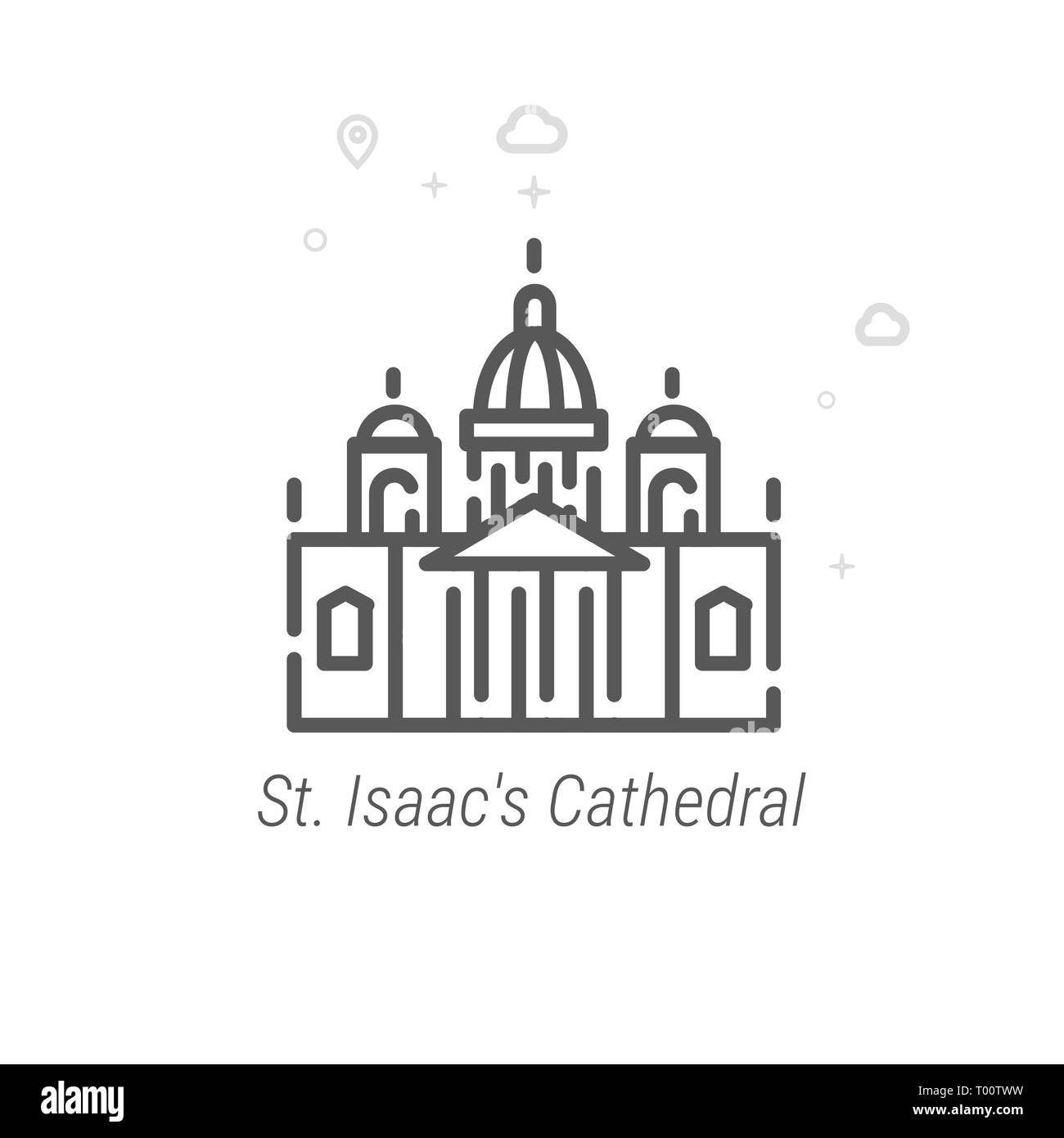 La Cattedrale di San Isacco Icona linea. I punti di interesse storico ...