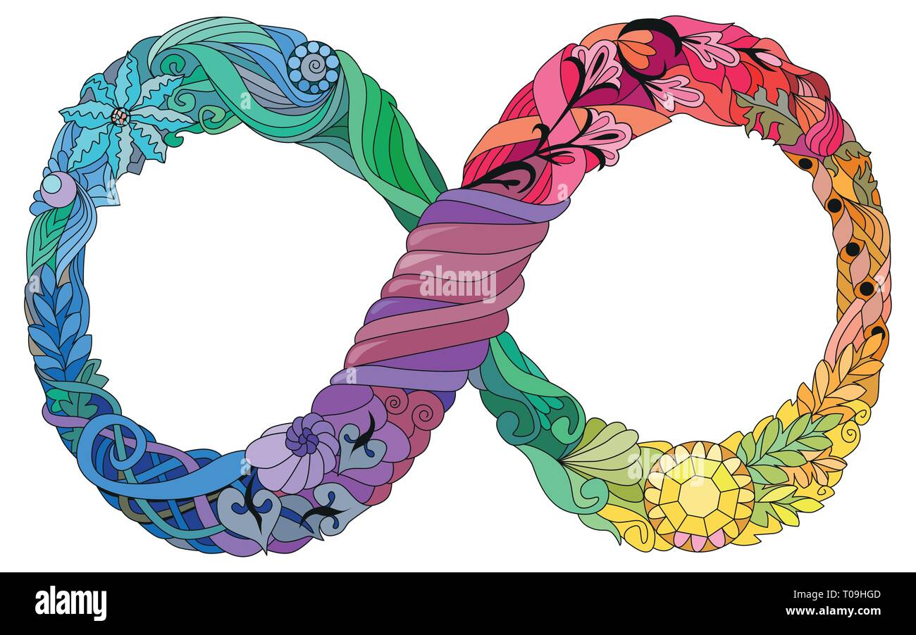 Vettore infinity ornamentali zentangle simbolo di stile, zentangled ...