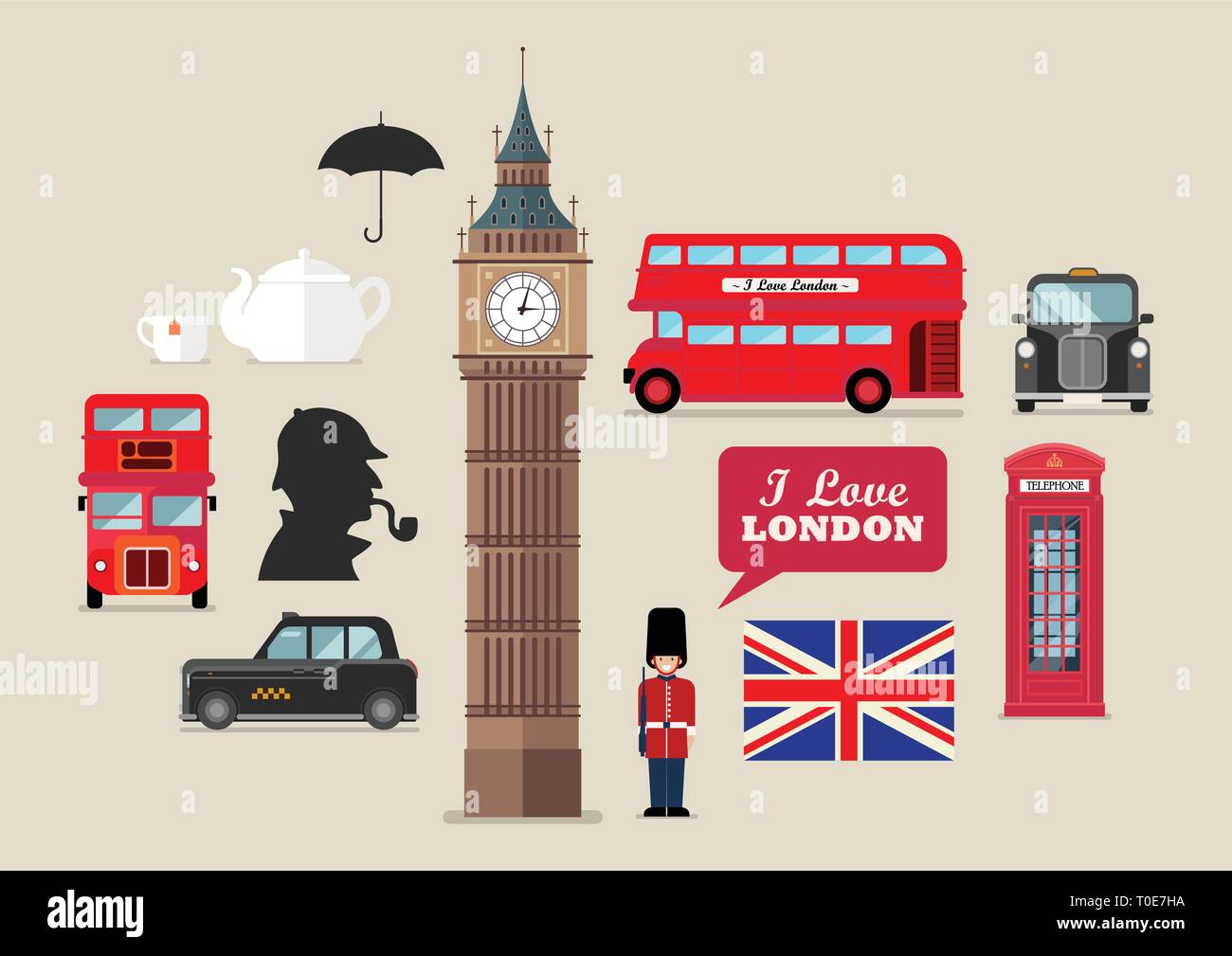 Londra simboli nazionali vector set. Illustrazione Vettoriale Immagine ...