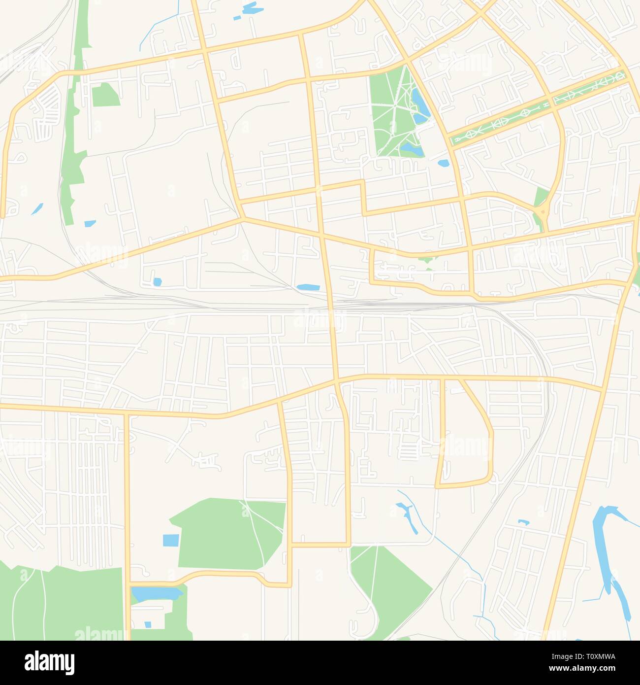 Mappa stampabile di Zhlobin, Bielorussia con strade principali e ...