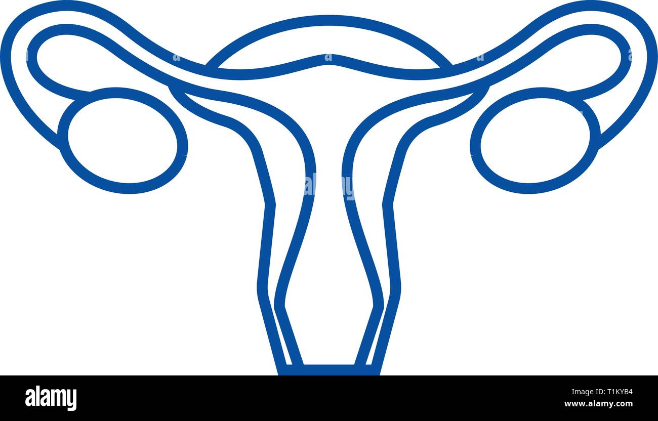 Utero, la femmina ginecologia icona linea concept. Utero, la femmina ...