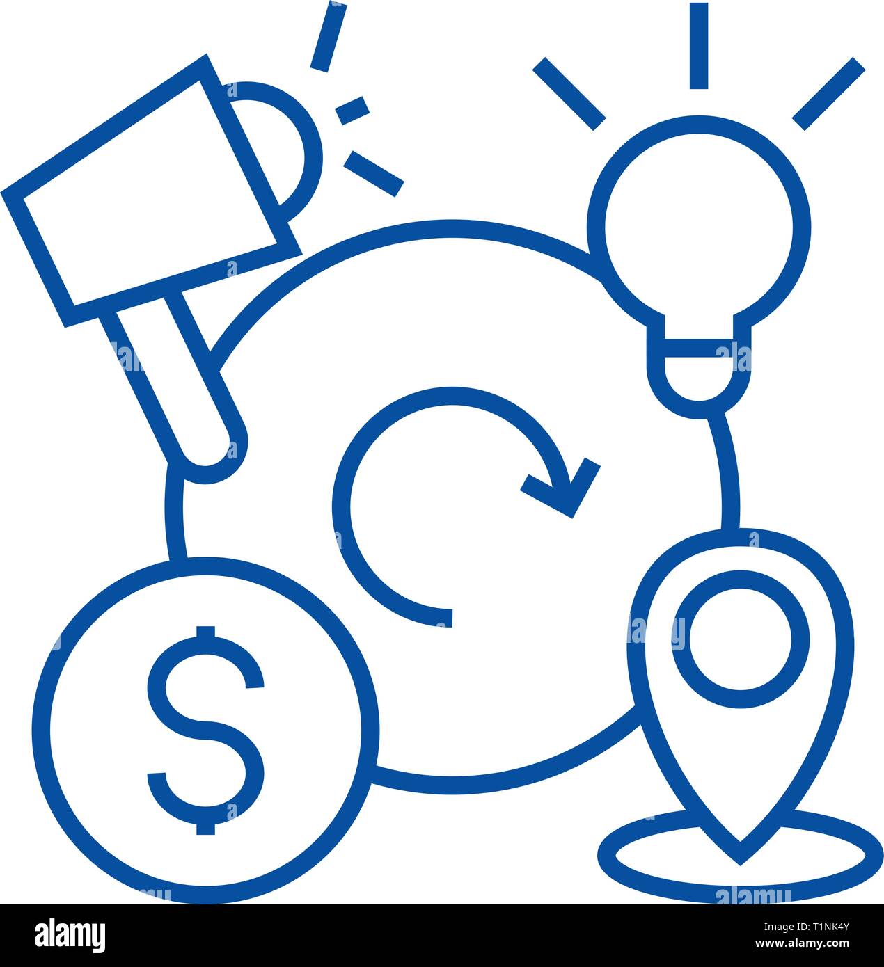 Marketing mix,4p icona linea concept. Marketing mix,4p piatto simbolo ...