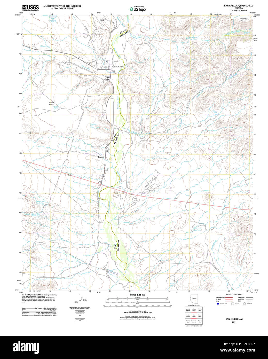 Mappa di san carlos in arizona immagini e fotografie stock ad alta ...