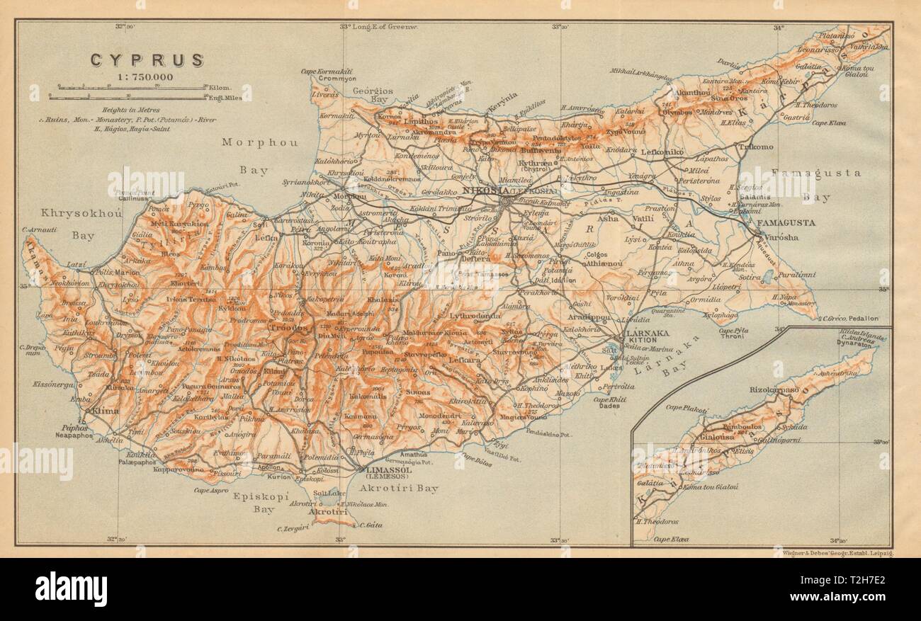 Mappa antica isola di cipro immagini e fotografie stock ad alta ...