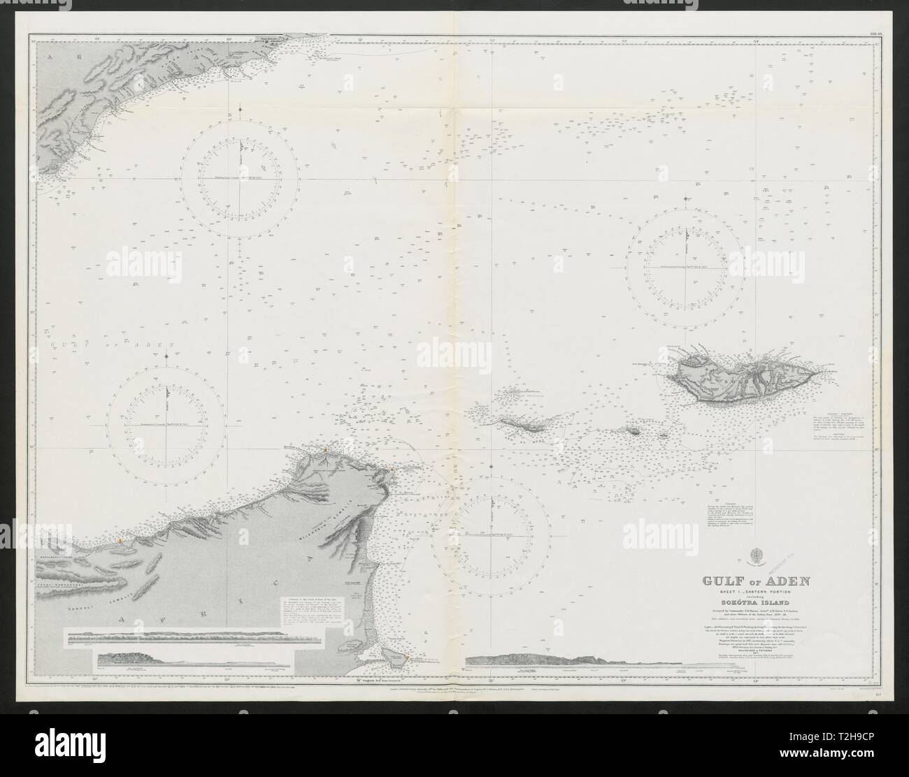 Golfo di Aden. Yemen Somalia Socotra. Admiralty nautico grafico mare ...