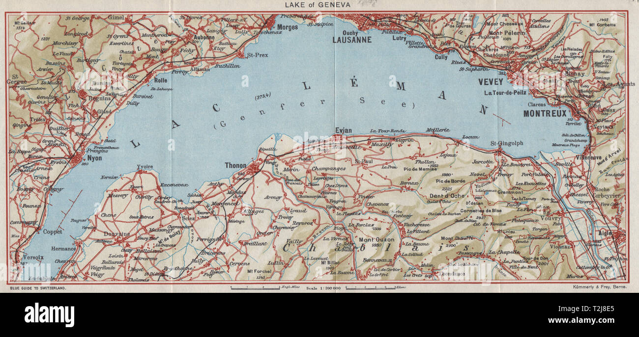 Lago di Ginevra. Lac Leman. Montreux Losanna Vevy Nyon. La Svizzera ...