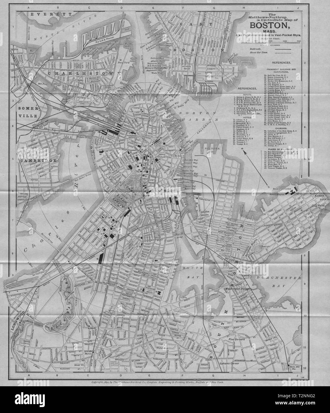 Antica mappa di boston Foto e Immagini Stock in Bianco e Nero - Alamy