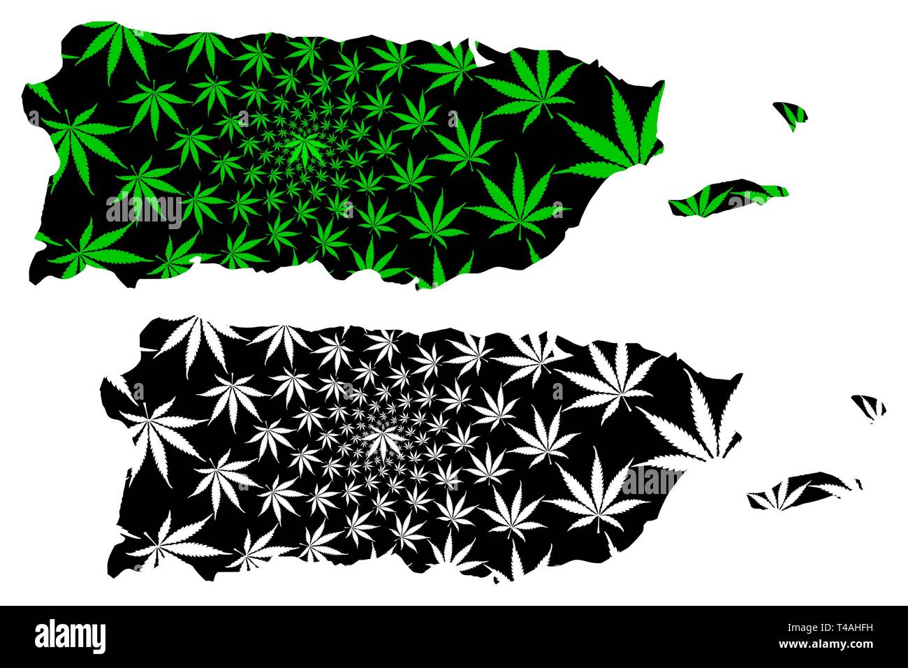 Puerto Rico - mappa è progettato Cannabis leaf verde e nero ...