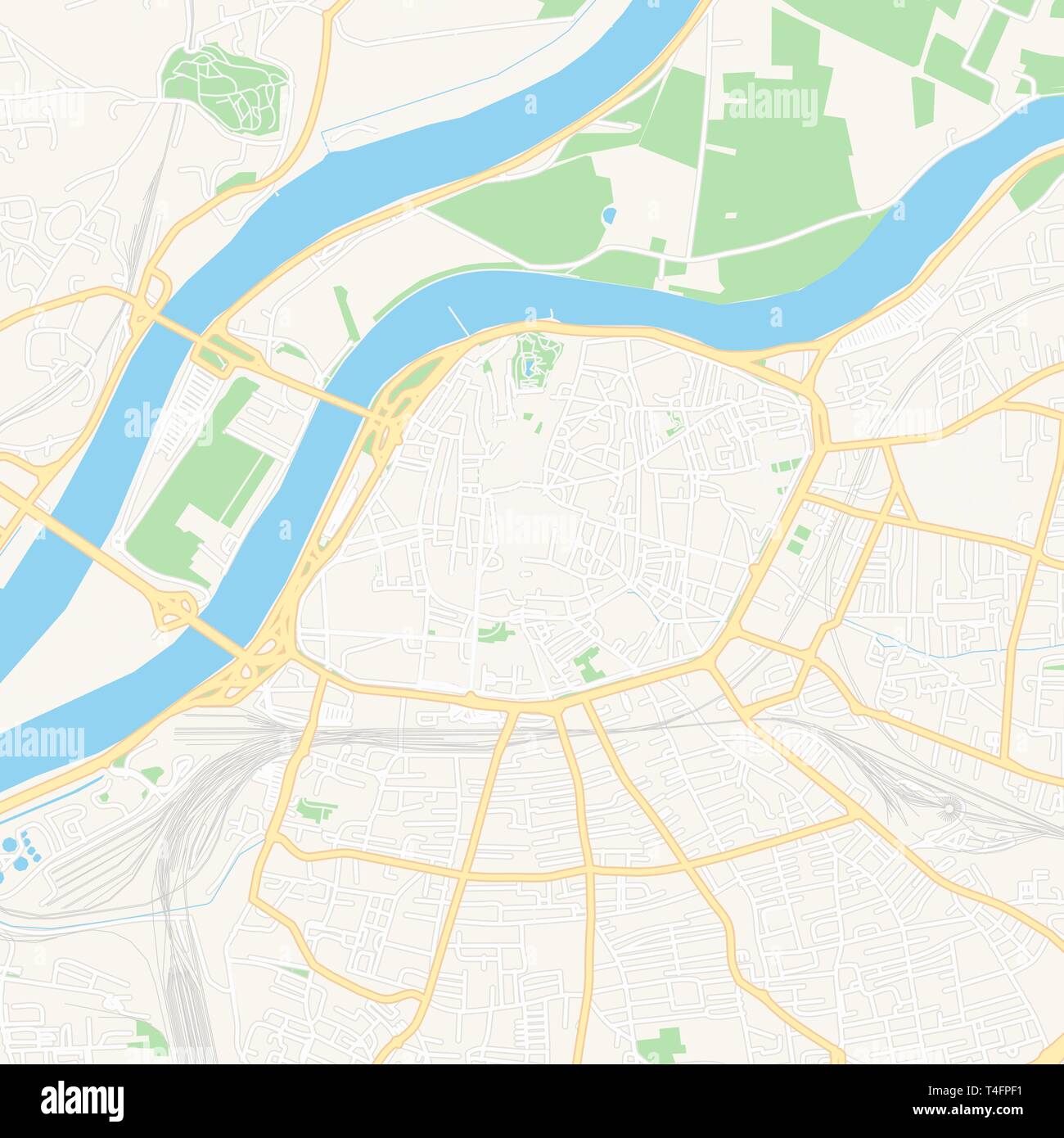 Mappa stampabile di Avignon, Francia con strade principali e secondarie ...