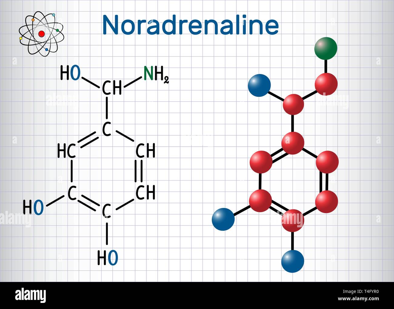 La noradrenalina (NA, norepinefrina , NE ) molecola . È un ormone e ...