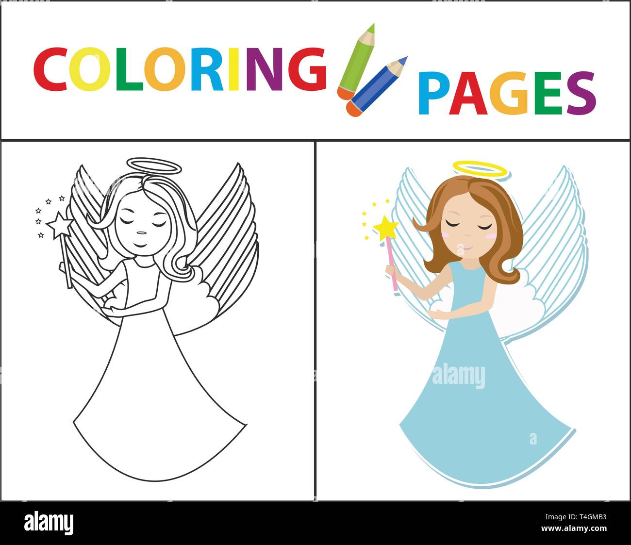 Disegno da colorare angelo Immagini Vettoriali Stock - Alamy