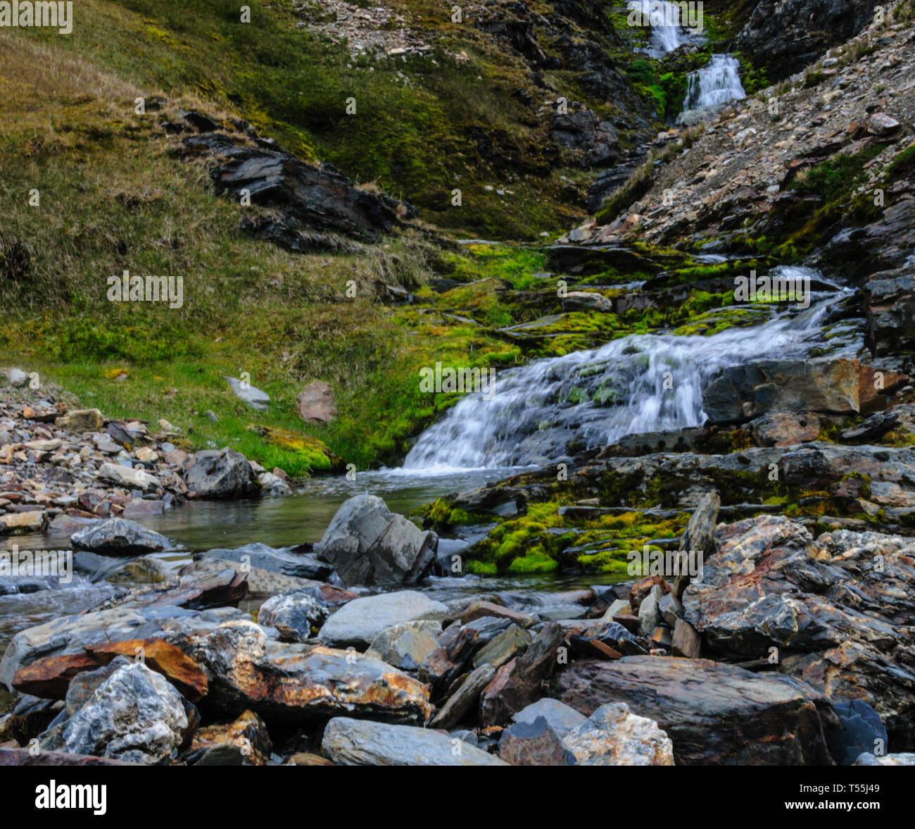 Acqua fredda ruscello di montagna Foto stock - Alamy