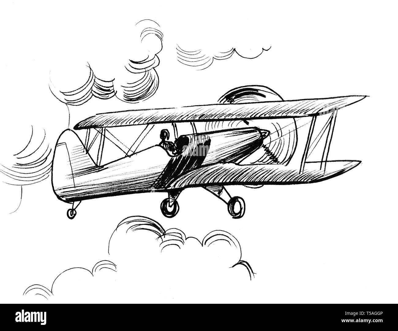 Aereo biplano disegno Foto e Immagini Stock in Bianco e Nero - Alamy