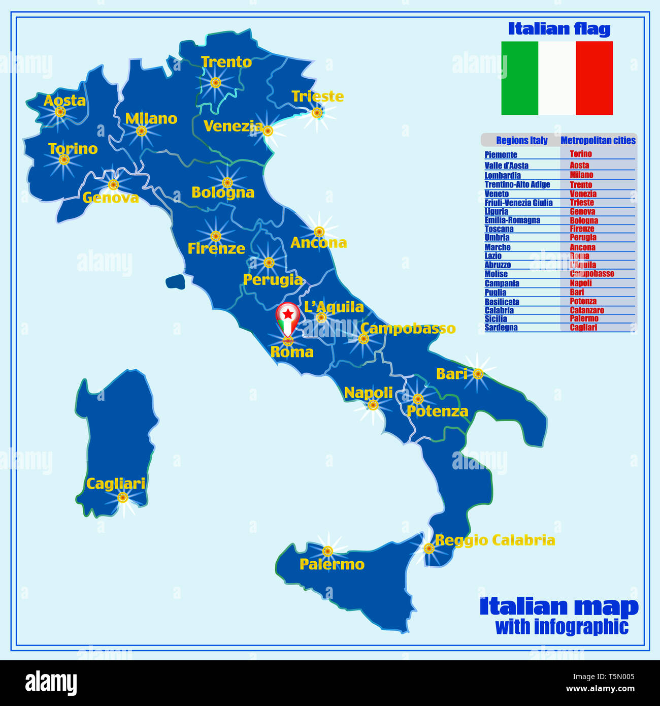 Mappa di Italia con una infografica. Italia mappa italiana con le ...