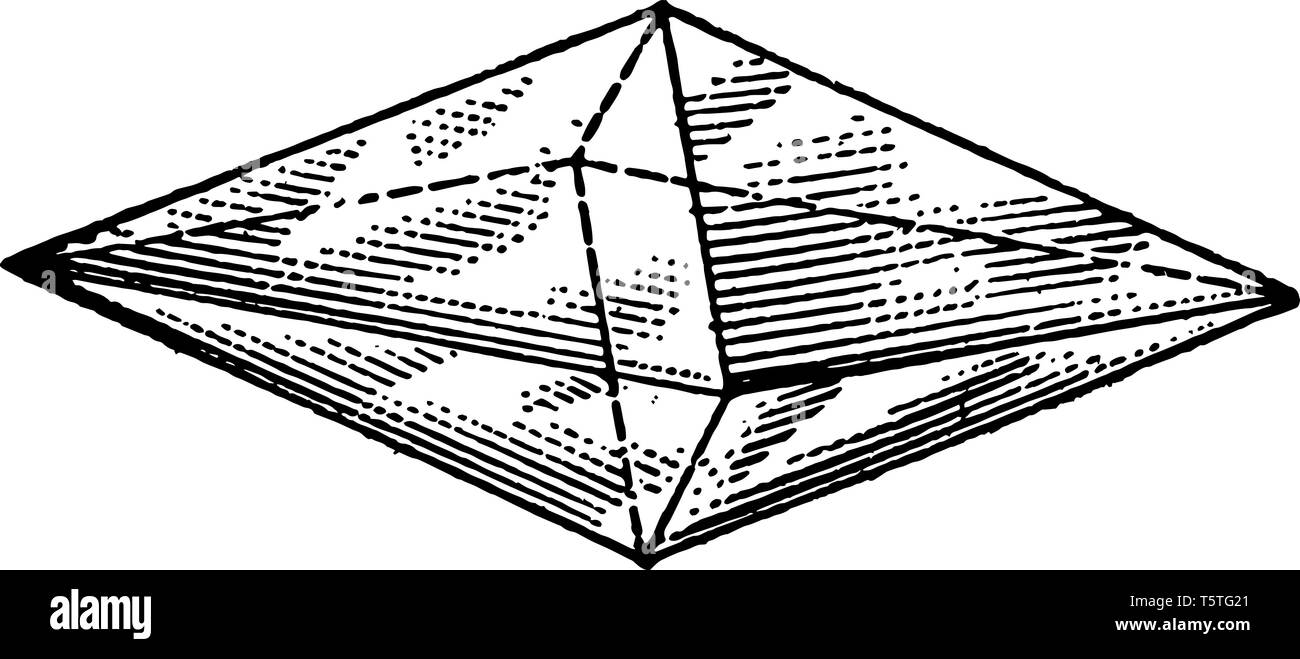 Un ottaedro destra diagramma con una base rombica o doppia quattro ...